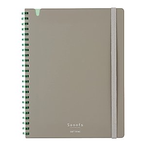 KOKUYO Graph Journal Notebook, Sooofa 8.3'' x 6.2'' Soft Ring Notebook for Women 4mm Grid Ruled, 80 Perforated Sheets, Gray, A5 Notebook for Work Journals for Writing. Japan Import (SU-SV738S4-DM)