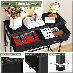Console Table with 2 Drawers, Black Entryway Table with Storage, 31.5" Behind Couch Table Skinny Small with Hooks and Fabric Drawers, Sofa Table Hallway Table for Entryway, Living Room