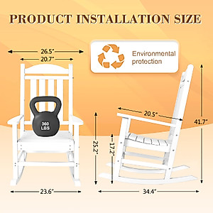 Flamaker Outdoor Rocking Chair All-Weather Patio Rocker Chairs Oversized with Widened Armrests for Lawn Patio Garden Beach Backyard Porch Fire Pit (White)