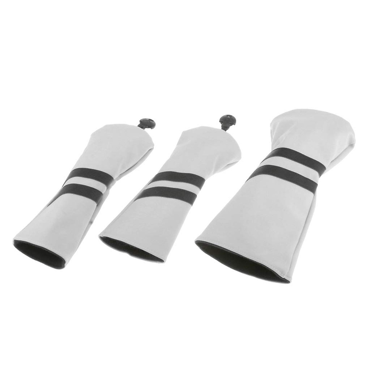 freneci 3Pcs Leather Golf Wood Head Cover Waterproof Wood Driver Headcover Sleeve - White