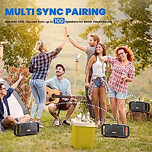 FORTECLEAR Bluetooth Speaker with Rich BASS,Portable Waterproof 50W Loud Outdoor Multi Sync Pairing Speaker Bluetooth with Subwoofer,30H Playtime,Wireless Speaker for Camping,Beach,Tech Gifts for Men