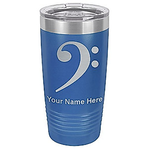 LaserGram 20oz Vacuum Insulated Tumbler Mug, Bass Clef, Personalized Engraving Included (Dark Blue)