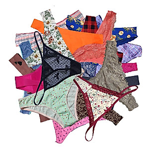 LUSTA Variety of womens underwear thong cotton lacy bikini hipster Panties t-back tanga pack (10, Small) Multicolor