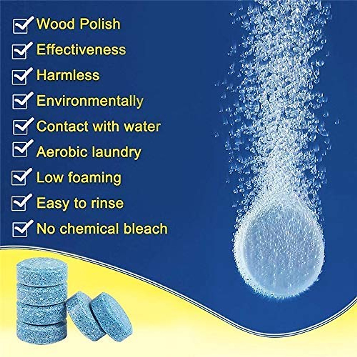 Blulu 60 Pieces Car Windshield Glass Concentrated Washer Tablets Windshield Washer Fluid Solid Car Effervescent Tablets Glass Solid Wiper Cleaning Tablets for Car Kitchen Window