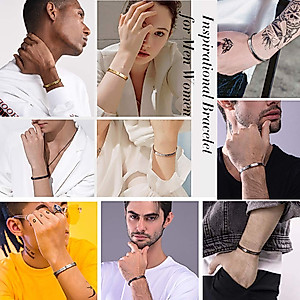 PROSTEEL Never Give Up Black Bracelet Cuff Mens Inspirational Bracelets For Women Stainless Steel Cuff Bracelet Men