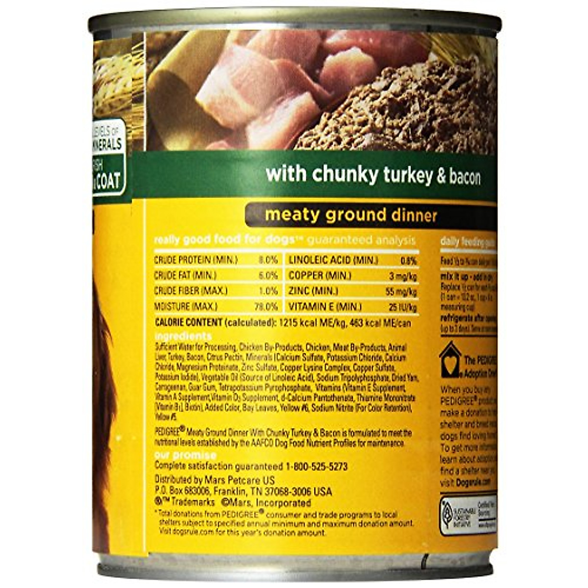 Pedigree Meaty Ground Dinner With Chunky Turkey And Bacon Canned Dog Food 13.2 Ounces (Pack Of 24)