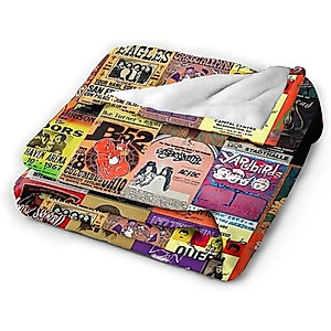 Jasongamo Rock Band Collage Flannel Blanket Lightweight Cozy Bed Blankets Soft Throw Blanket Fit Couch Sofa Suitable for All Season50 X40
