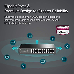 TP-Link 24 Port Gigabit Ethernet Switch | Desktop/ Rackmount | Limited Lifetime Protection (Renewed)