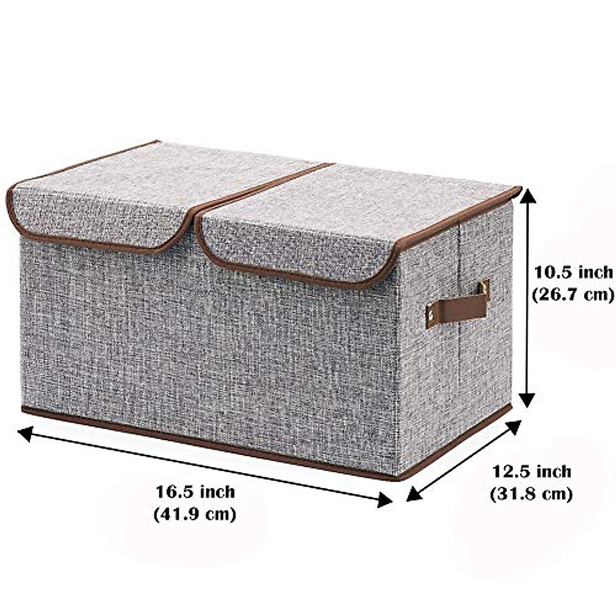 EZOWare Large Storage Boxes [3-Pack] Large Linen Fabric Foldable Storage Cubes Bin Box Containers with Lid and Handles for Nursery, Closet, Kids Room, Toys, Baby Products (Gray)