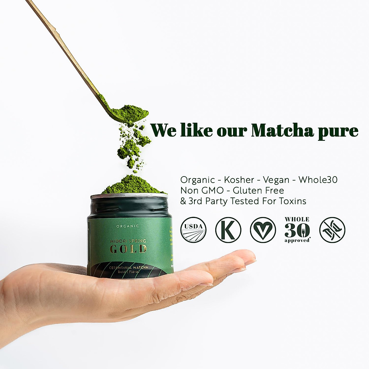 Midori Spring Organic Ceremonial Grade Matcha - Gold 1st Harvest Blend, Japanese Stone Ground Green Tea Powder, Radiation, Gluten Free, Vegan