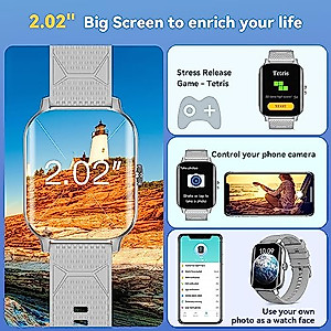 BJNAAL Smart Watch for Android Phones iPhone Compatible & Purple Watch Strap Bundle