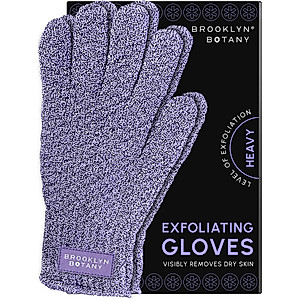 Brooklyn Botany Exfoliating Gloves for Bath and Shower – Heavy Duty Exfoliating Body Scrubber for Massage and Dead Skin Remover for Body – 1 Pair