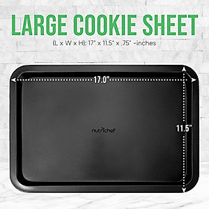 NutriChef 17” Non Stick Cookie Sheet, Large Gray Commercial Grade Restaurant Quality Carbon Metal Bakeware, Compatible with Model NCBS10S