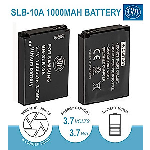BIG MIKE'S ELECTRONICS BM Premium Pack of 2 SLB-10A Batteries and Battery Charger for Samsung EX2F HZ15W SL202 SL420 SL620 SL820 WB150F WB250F WB350F WB750 WB800F WB850F WB1100F Digital Cameras