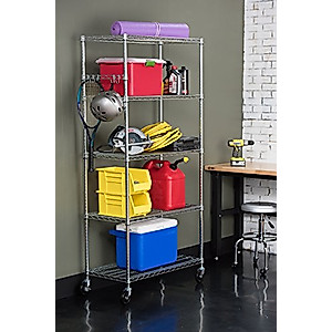 TRINITY EcoStorage 5-Tier NSF Wire Shelving Rack with Wheels, 36 by 18 by 72-Inch, Chrome