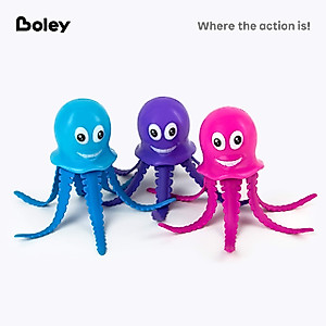 Boley Catch The Octopus Dive Toys - 3 Pk Light-Up Sea Animal Bath for Kids - Bath Toys & Water Games