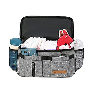 Miracle Baby Stroller Organizer Bag for Mom, Baby Trolley Bag - Compatible with Any Stroller - Multifunctional Large Capacity?Grey Star?