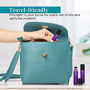 Your Oil Tools 10 Pack Essential Oil Roller Bottles, 10ml Empty Purple Frosted Glass Roll-on with Leak Guard Stainless Steel Roller Balls & Black Caps for oils and perfume