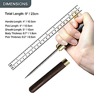 Ice Picks in Gift Box - Premium Stainless Steel Ice Picks Kitchen Tool with Wooden Handle Safety Cover Portable for Bars Restaurant Home Bartender Picnics Camping, 1PCS (EbonyWood 9")