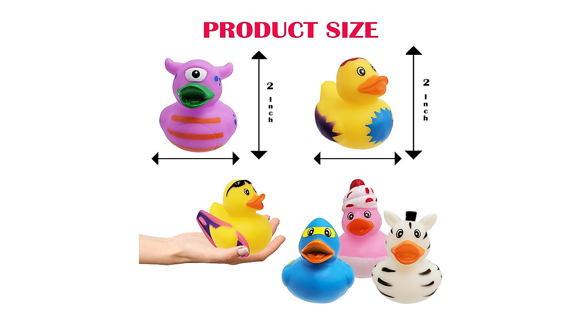 Rubber Duck Assortment for Kids - 12 Colorful Duckies for Bath & Gift