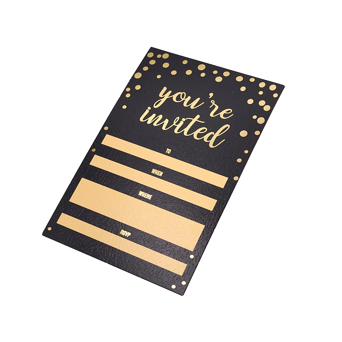 Chriz.Z Invitation Cards - 50-Count 4" x 6" Black Invitation Cards ‘’You Are Invited’’ in Gold Foil with 52 Gold Confetti Foil Kraft Envelopes – For Wedding, Bridal Shower, Baby Shower, Birthday