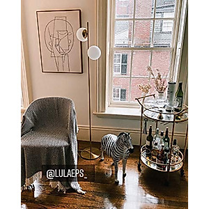 Brightech Sphere Floor Lamp for Living Room, Mid-Century Modern 2 Globe Pole Light for Bedroom, Bright LED Standing Lamps for Offices, Contemporary Living Room Décor – Gold/Antique Brass