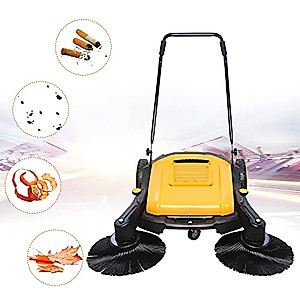 CNCEST 41" Foldable Walk Behind Hand Push Sweeper,Self Propelled Sweeper Cleaning and Collection,Floor Sweeper Adjustment Roller Brush 55L Barrel Capacity 3680㎡/H