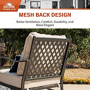 SUNSHINE VALLEY Patio Furniture Set with Firepit Table, Metal Outdoor Patio Furniture, 2 Swivel Chairs, 3 Seater Sofa, 2 Ottomans with 5.75" Extra Thick Cushion and 46" Gas Firepit Table for Backyard