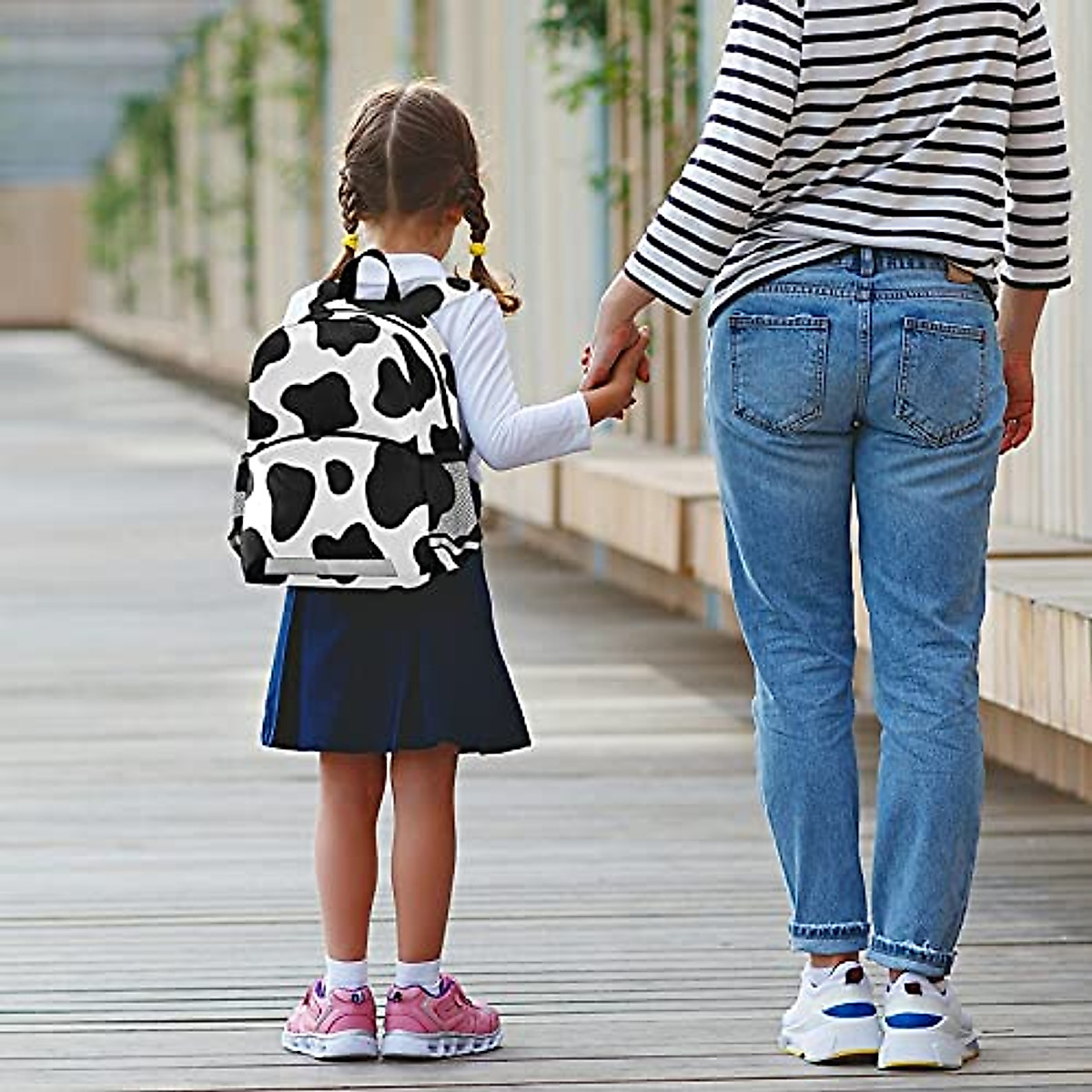 Black Cow Printed Kids Backpack for Toddlers, Kid's Backpack for Boys Girls, Kindergarten Preschool Nursery Travel Bag