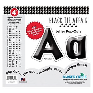 Barker Creek Letter Pop-Outs, 4 Inch, Black Tie Affair, Set of 255
