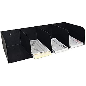 STEELMASTER by BankSupplies Steel Document Organizer | 4-Pockets | Black | Powder Coated Crinkle Finish | Scratch & Chip-Resistant | Check Separator, Deposit Slips, Letter Organizer, Money & Bills