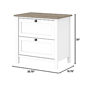 Bush Furniture Mayfield 2 Drawer Lateral File Cabinet, Pure White and Shiplap Gray