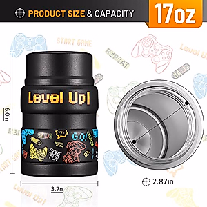 Charcy 17 Ounce Kids Thermos for Hot Food - Soup Thermos with Folding Spoon - Insulated Food Jar for Hot & Cold Food - Black