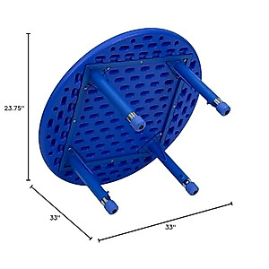 EMMA + OLIVER 33" Round Blue Plastic Height Adjustable Activity Table