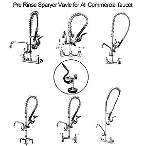 XIUBE Pre-Rinse Spray Valve for Commercial Kitchen Sink Faucet, Commercial Faucet Sprayer Head Replacement Kit with 1.42 GPM Spray Face for Restaurant Industrial Faucets