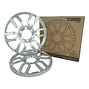 DS18 PRO-GRILL10 Speaker Cover - 10-Inch Car Audio Plastic Universal Speaker Grill Cover, Cover and Protect Your Speakers - Silver - Set of 2