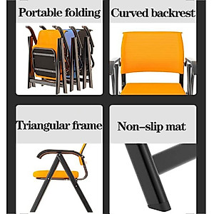 WIGSELBL Mesh Office Chair Ergonomic Computer Desk Chair Foldable Mid Back Stacking Arm Chair,Folding Nesting Chair Conference Room Chair with Padded Fabric Seat (Color : Blue)