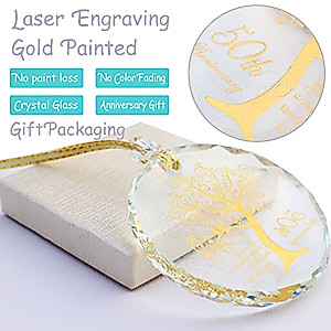 LEFERS 50th Anniversary Ornament 2023,Crystal Hanging Ornament 50 Years as Mr and Mrs, Wedding Anniversary Decoration, Collectible Anniversary Keepsake