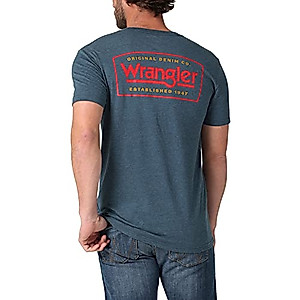 Wrangler Men's Western Crew Neck Short Sleeve Tee Shirt, Navy Original Denim, X-Large