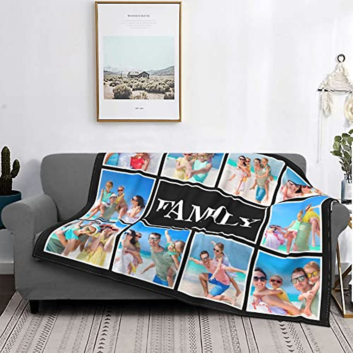 Sycamo Family Custom Blanket with Photo Personalized Picture Blanket Customized Throw Blanket Gifts for Anniversary Wedding Birthday Christmas New Year Gift from Family Member 10 Photo Collage