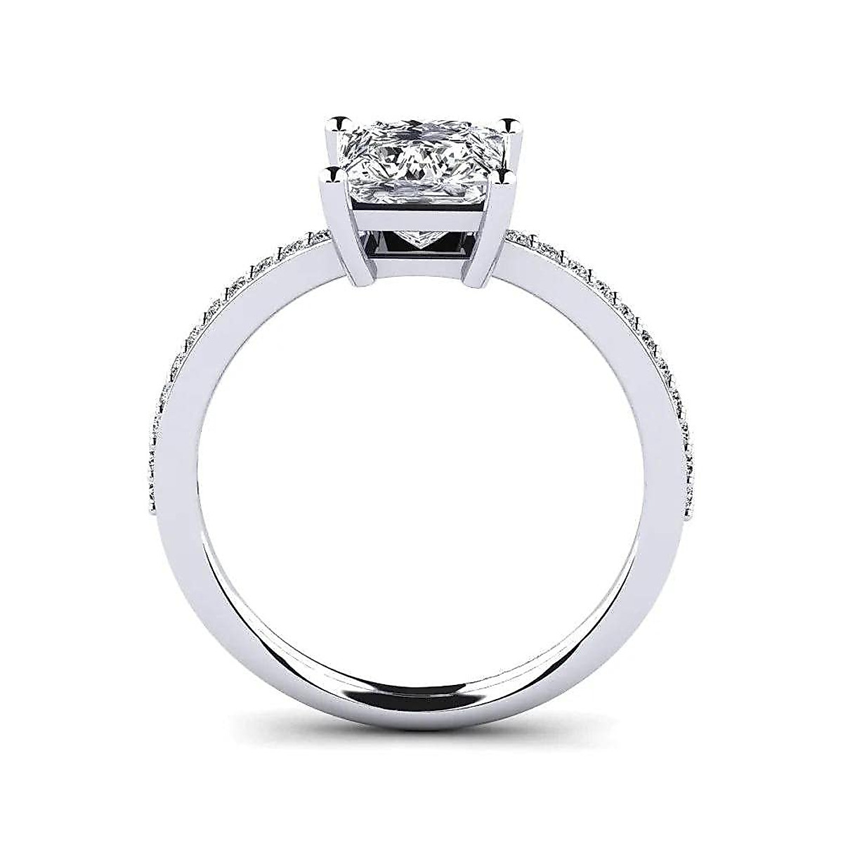 YDD Moissanite Engagement Rings Engagement Rings For Women Halo White Gold 1 Carat(1 CT) Princess Cut Brilliant Free Engraved 10K Size 9