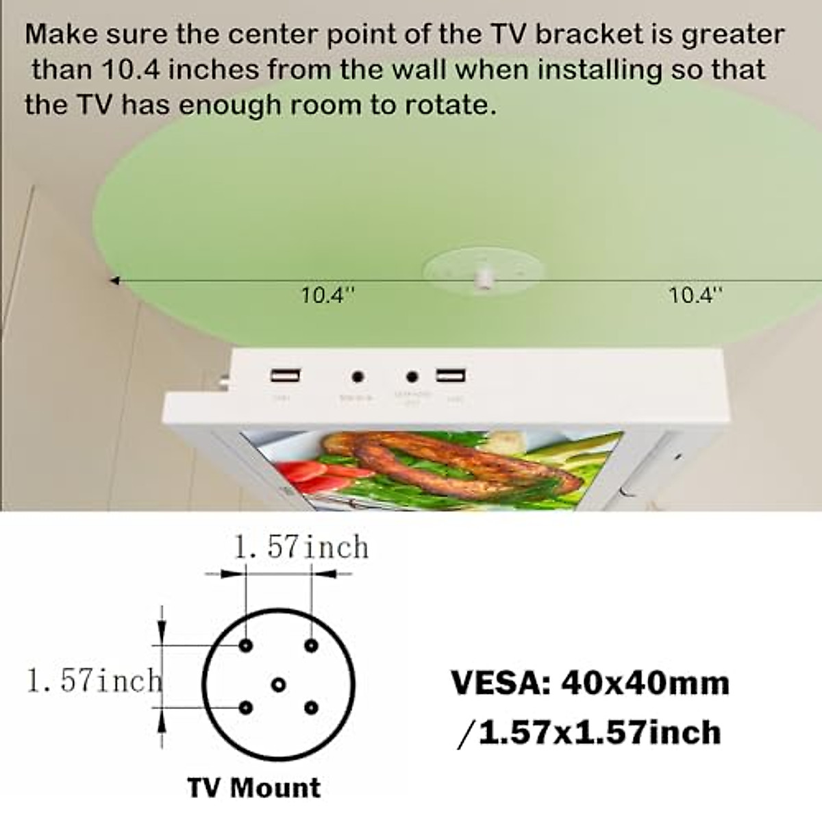 SYLVOX 15.6" Kitchen Smart TV Flap Down Screen TV Google TV Supports LED Clock Alarm Clock WiFi & Wireless Connection, Storage Design, can be Installed in The Bottom of The Cabinet (KT16A0KGGA)
