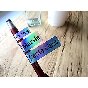 48 Long Silver hologram -Waterproof Name Stickers- Daycare Labels- School Labels- Long Rectangle Labels