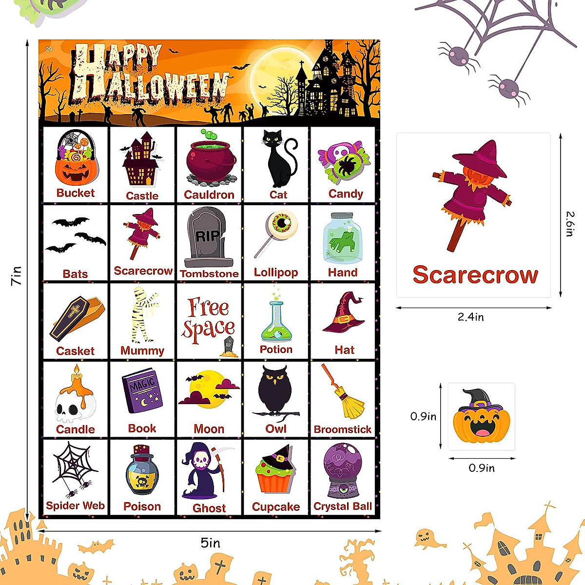 Officygnet Halloween Bingo Game Card for Kids/Adults, 40 Players for Halloween Party Cards Game, Family Activities, School Classroom Games, Trick or Treating, Halloween Party Favors Supplies