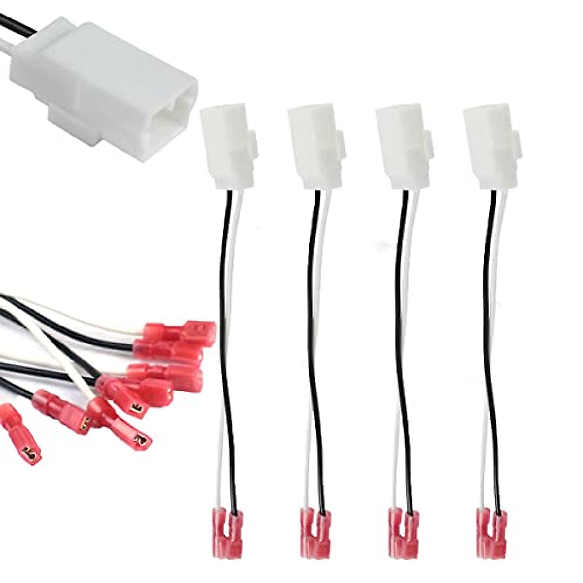 4 Pack Speaker Harness for Jeep Dodge Chrysler Models Front Rear Door Speaker Wiring Harness Adapter 72-6514 - Door Speaker Replacement Speaker Wire Harness