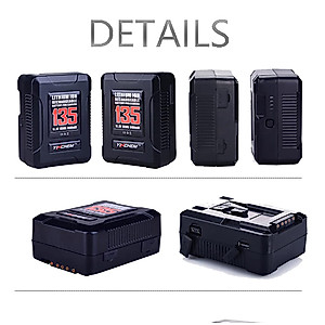 YINCHEM 135Wh V Mount Camcorder Battery with Charger,14.8V 9400mAh Mini Portable Lithium-ion V Lock Battery Equipped with D-tap and USB Port for Camera/DSLR/Smartphone/Tablet