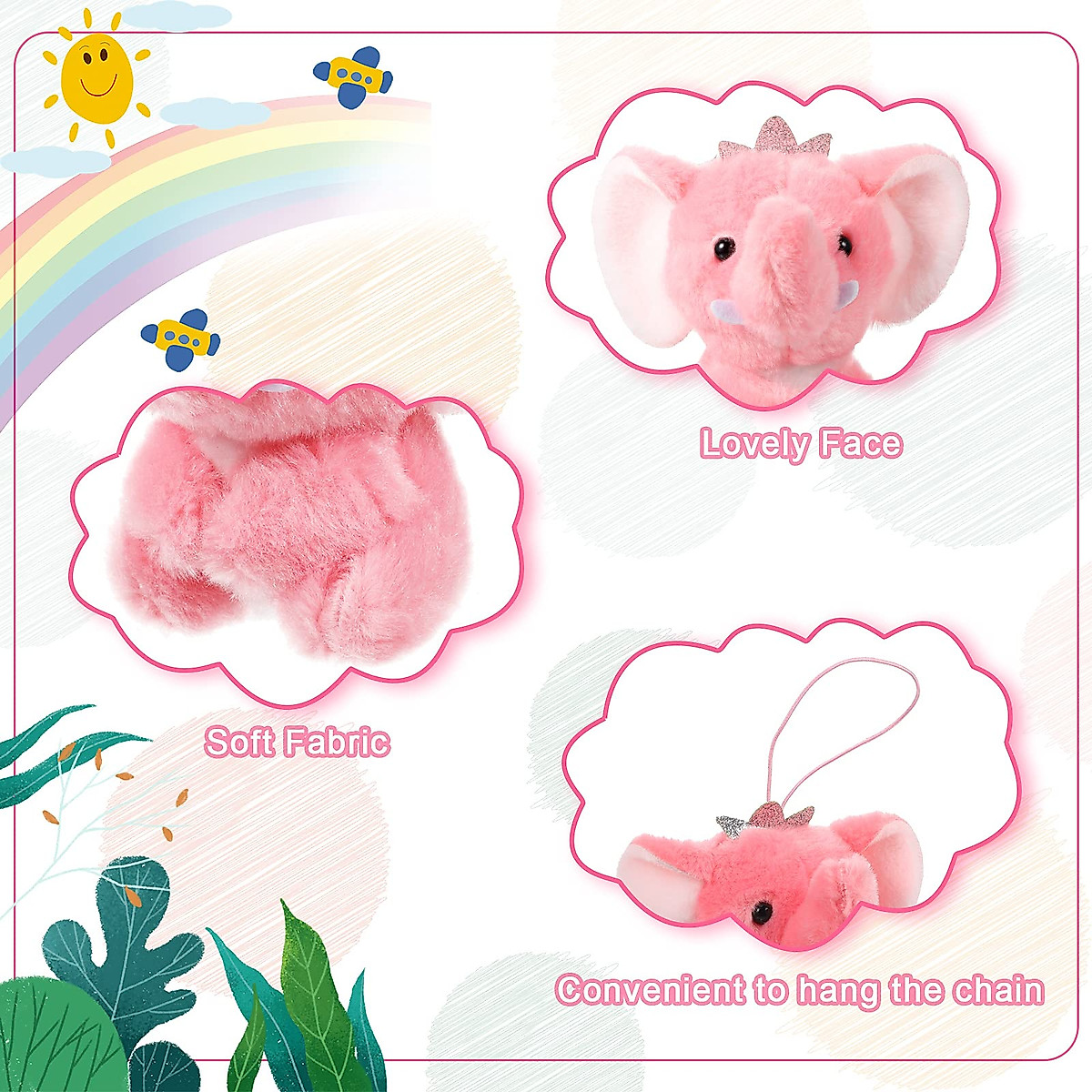 8 Pcs Operation Christmas Plush Mini Elephant Stuffed Animals 4 Inch Soft Forest Elephant Toys for Baby Shower Boys Girls Birthday Party Christian Charity Donation Supplies(Elephant, 4 Inches)