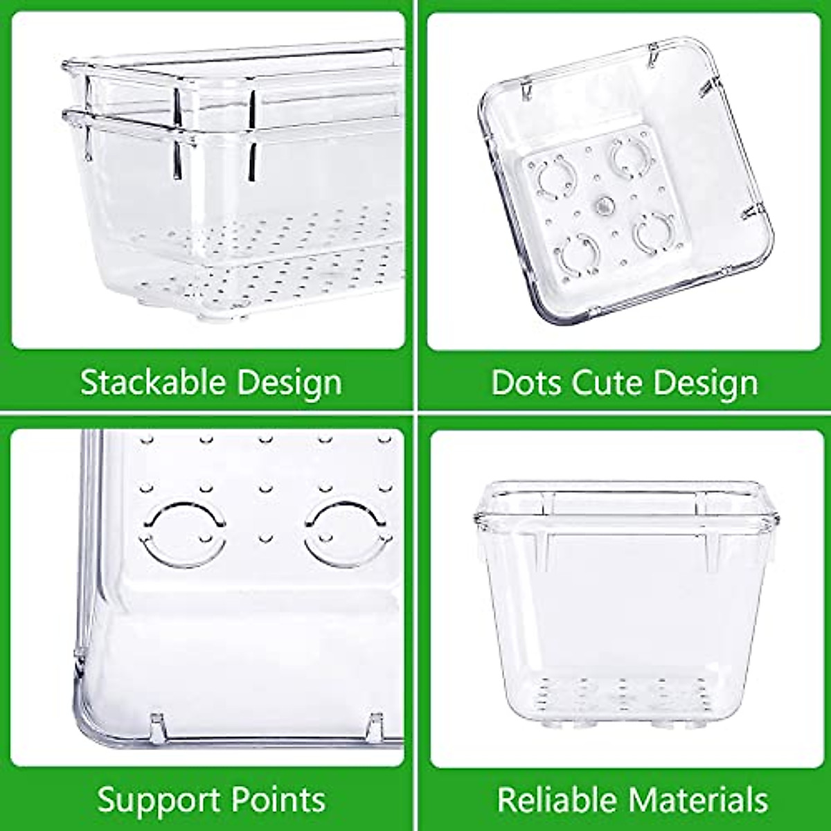 POGEAIR 25Pcs Clear Drawer Organizer Set with Non-Slip Silicone Pads,4 Sizes Plastic Kitchen Drawer Organizers,Storage Bins for Bedroom Dresser,Bathroom,Office,Jewelry,Desk