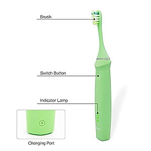 MICESHU Sonic Electronic Toothbrush for Adults, Cleaning with 3 Modes IP67 Waterproof Rechargeable Toohthbrush with 2pcs Replacement Dupont Brush Heads (Green)