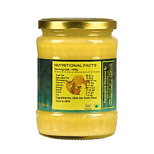 The Roast® A2 Cow Ghee Clarified Butter From Organic Pasture Raised | A2 Ghee - Gir Cow Desi Ghee | Bilona Ghee A2 Organic Grass Fed Butter | 500 ML Glass Jar